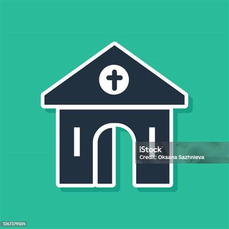 푸른 교회 건물 아이콘은 녹색 배경에 고립 기독교 교회 교회의 종교 벡터 건축에 대한 스톡 벡터 아트 및 기타 이미지 건축 건축하기 교회 Istock
