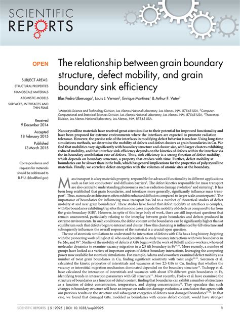 Pdf The Relationship Between Grain Boundary Structure Defect