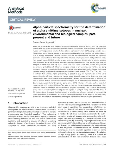 PDF Alpha Particle Spectrometry For The Determination Of Alpha Emitting Isotopes In Nuclear