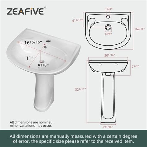 Zeafive Pedestal Bathroom Sinks 32 Tall White U Shaped Vitreous China