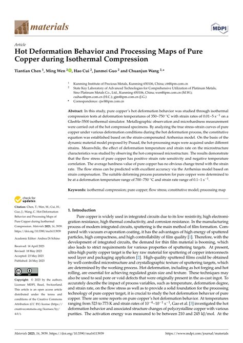 Pdf Hot Deformation Behavior And Processing Maps Of Pure Copper During Isothermal Compression
