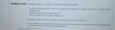Solved Problem 10 3 Marks Let A Be A 4 X 3 Matrix
