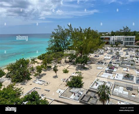 An aerial view of Cemetery Beach on Seven Mile Beach in Grand Cayman ...