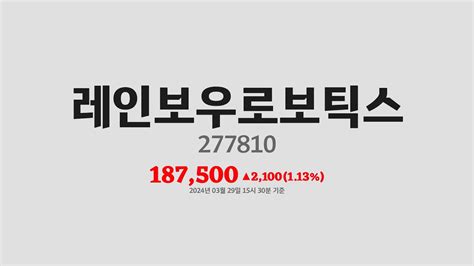 레인보우로보틱스주가분석277810 2024년 03월 29일기준 Youtube