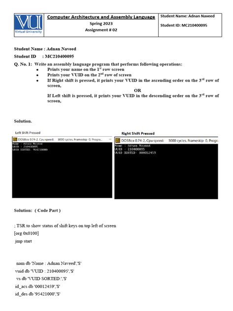 Spring 2023 Cs401 2 Mc210400095 Pdf Assembly Language