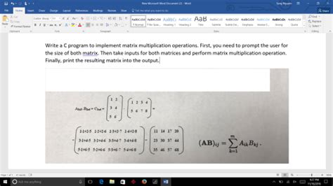 Write A C Program To Implement Matrix Multiplication Operations First