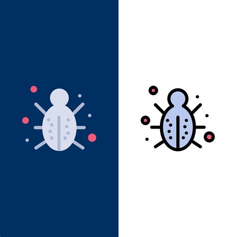 Bug Internet Network Protection Security Icons Flat And Line Filled Icon Set Vector Blue