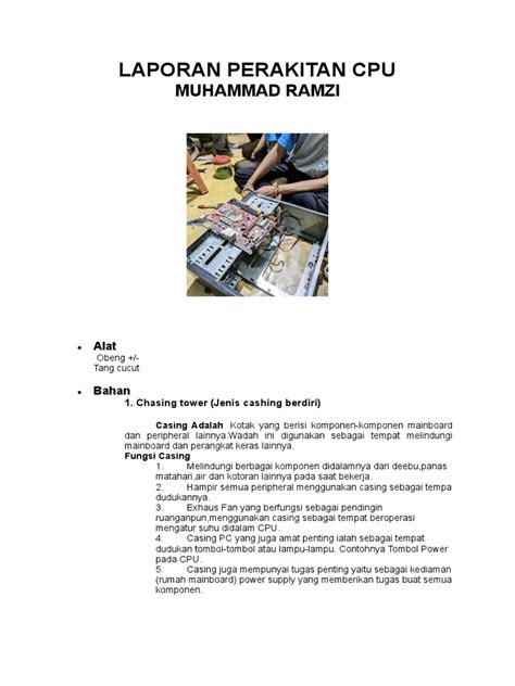 Laporan Rakit Cpu Muhammad Ramzi Pdf