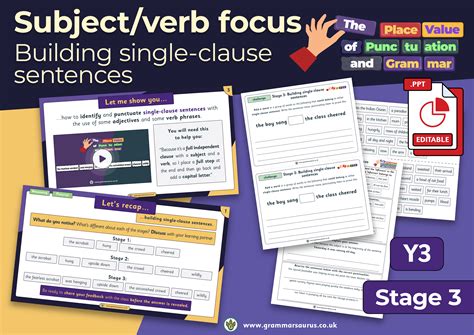 Year 3 Place Value Of Punctuation And Grammar Building Single Clause