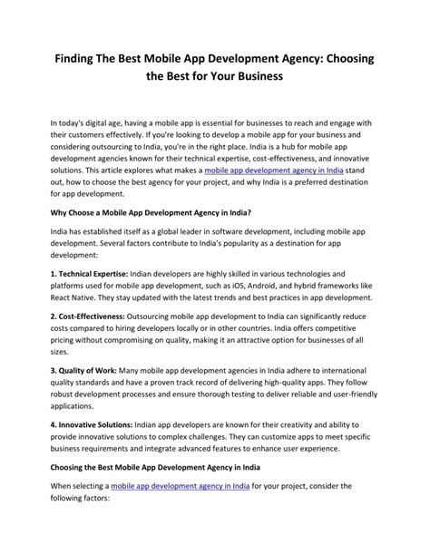 Ppt Finding The Best Mobile App Development Agency Choosing The Best