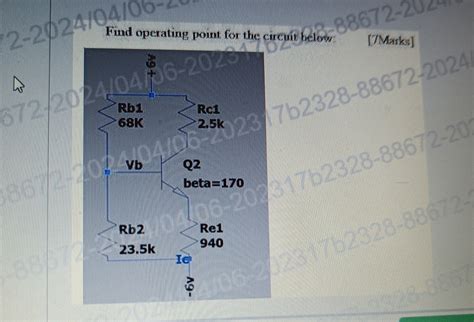 Solved Find Operating Point For The Circuit Below Chegg Com