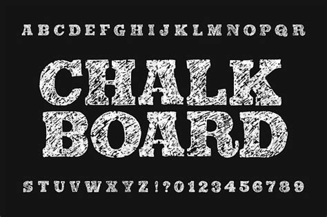 분필 보드 알파벳 글꼴입니다 필기 지저분한 넓은 문자와 숫자 분필 그림에 대한 스톡 벡터 아트 및 기타 이미지 분필 그림 컴퓨터 글자 0명 Istock