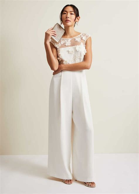 Cherie Bridal Floral Textured Jumpsuit Phase Eight Uk