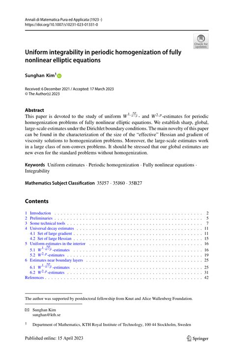 Pdf Uniform Integrability In Periodic Homogenization Of Fully
