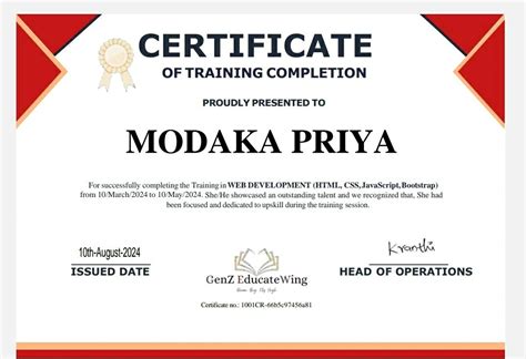 Modaka Priya On Linkedin Webdevelopment Internship Html Css