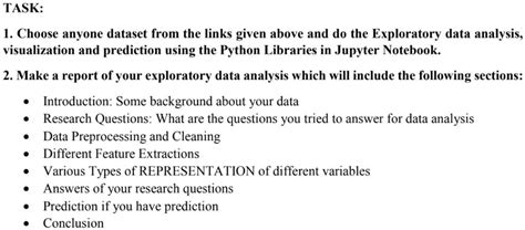 Solved Task 1 Choose Any Dataset From The Links Given Above And