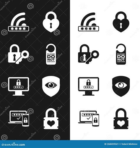 Set Please Do Not Disturb Lock And Key Wifi Locked Castle In The Shape Of Heart Monitor With