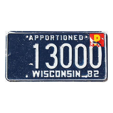 1982 Wisconsin Apportioned License Plate 13000 Old Semi