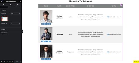 Elementor Widget Wordpress Team Manager Showcase Team Members