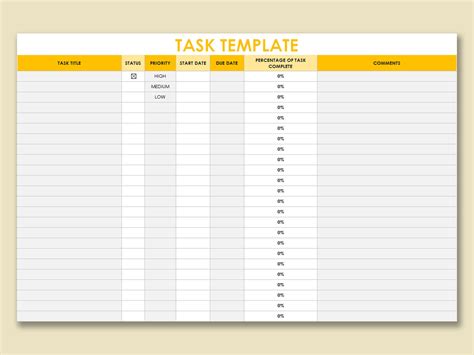 EXCEL Of Task Template Xlsx WPS Free Templates
