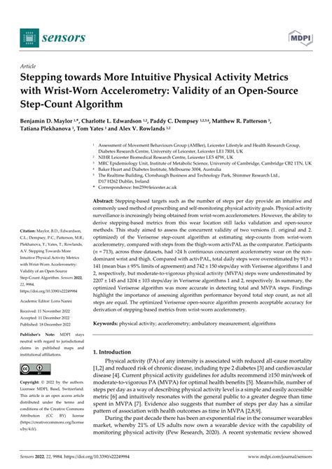 pdf stepping towards more intuitive physical activity metrics with
