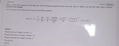 Solved She Anover Question 10 Points Write A Matlab Program