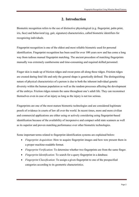 Fingerprint Recognition Using Minutiae Based Feature Pdf Computing