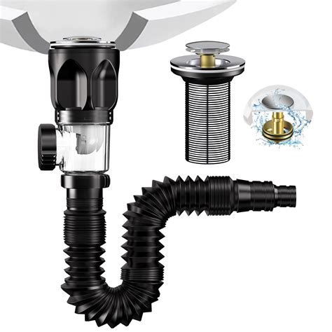 Miaphie Bathroom Sink Drain Kit Bathroom Sink Drains With Flexible And Expandable P Trap