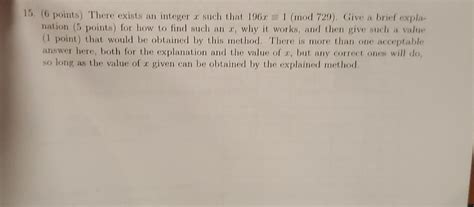 Solved 15 6 Points There Exists An Integer X Such That