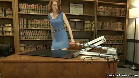 Solo Redhead Undresses In Office And Starts Her First Time Sex With The