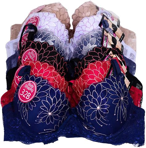 6 Piecec Full Cup Pushup Underwired Push Up Bra B And C Cup 32b