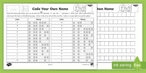 Code Your Own Name Worksheet Hecho Por Educadores Twinkl