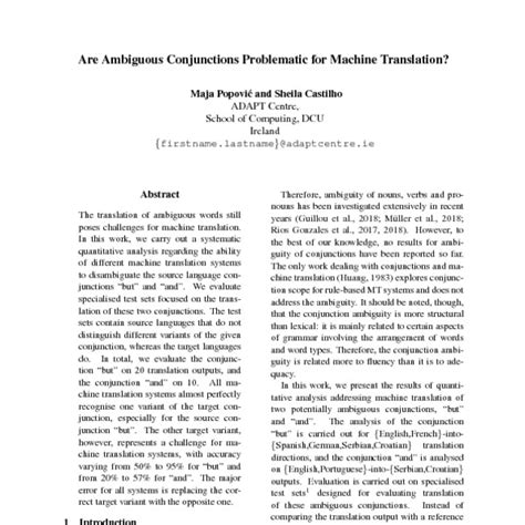 Are Ambiguous Conjunctions Problematic For Machine Translation Acl Anthology