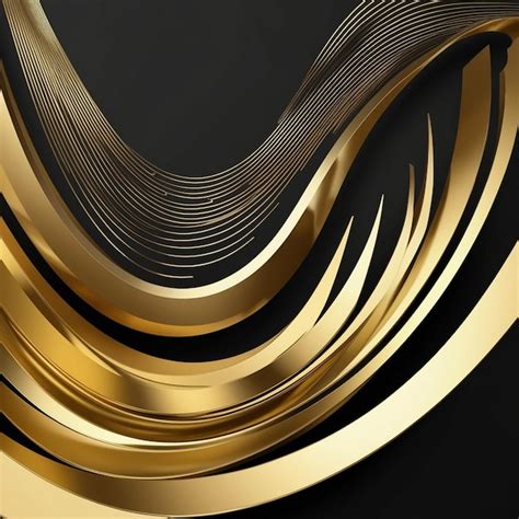 Premium Photo Dynamic Golden Wave Pattern With 3d Geometric Shapes Ai Generated