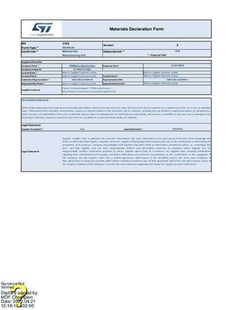 Fillable Online Material Composition Declaration Fax Email