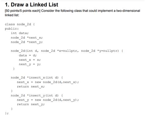 Solved Lraw A LInked LISt Points Points Each Chegg