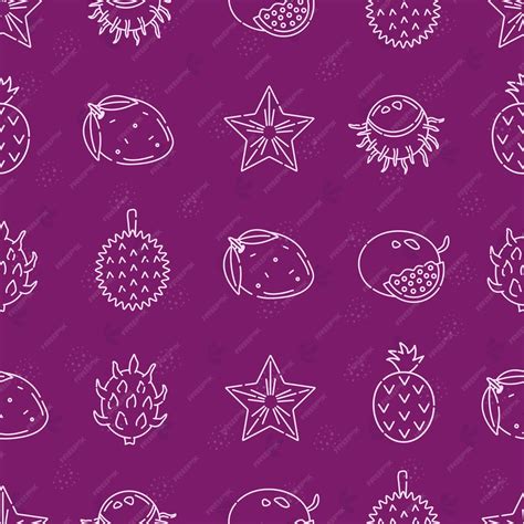 Premium Vector Exotic Fruits Vector Violet Seamless Pattern
