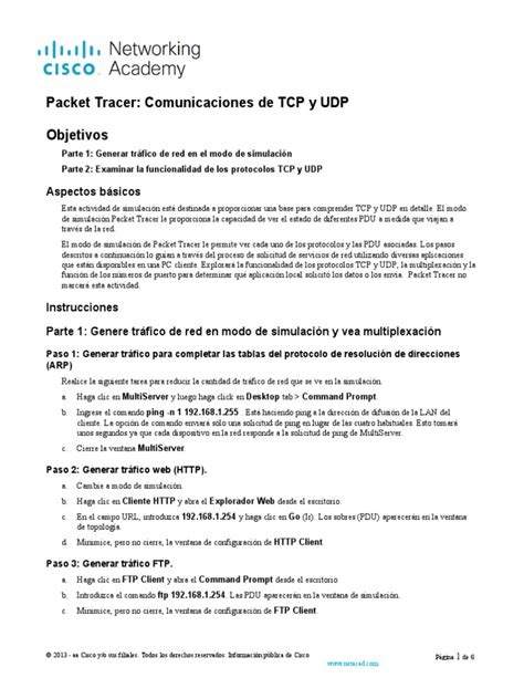 14 8 1 packet tracer tcp and udp communications es xl pdf