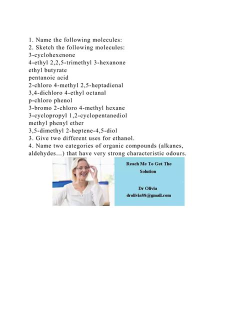 1 Name The Following Molecules2 Sketch The Following Molecules Docx Chemistry Science