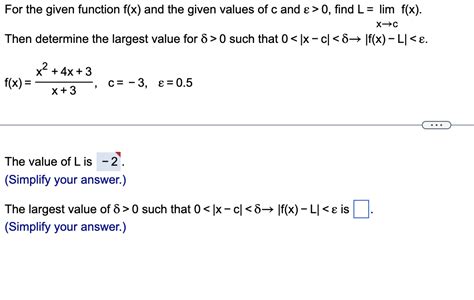 Solved For The Given Function F X And The Given Values Of C Chegg