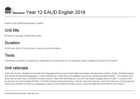 English Eald S6 Module B Language Identity And Culture Approaches Year 12 Eal D English 2018