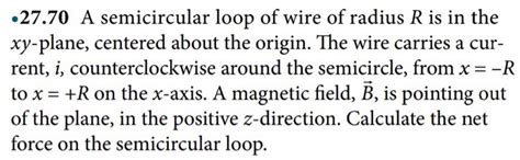 Solved A Semicircular Loop Of Wire Of Radius R Is In The Chegg