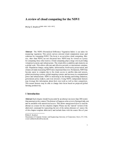 Pdf A Review Of Cloud Computing For The Ndvi