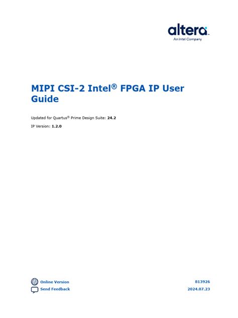 Mipi Csi 2 Intel® Fpga Ip User Guide Pdf