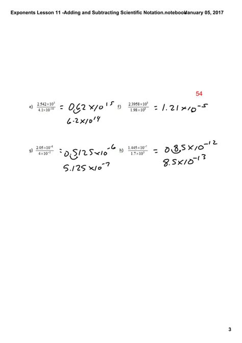 Exponents Lesson 11 Adding And Subtracting Scientific Notation Pdf