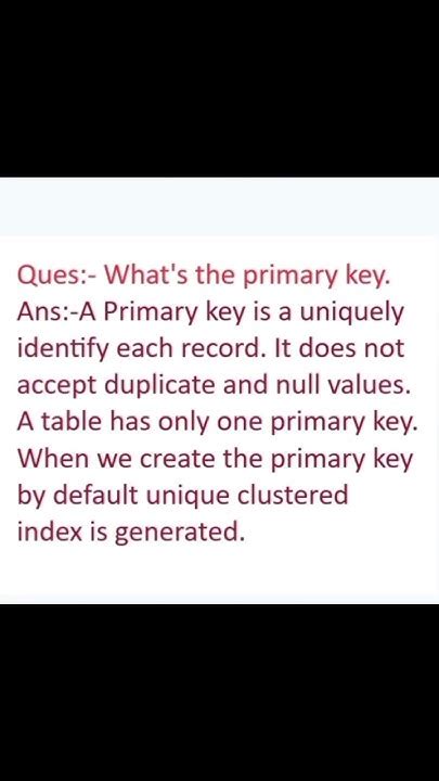 Primary Key In Sql Primarykey Sql Code Gk Join Constraint