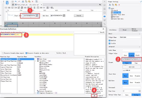 date widget dynamic default value finereport help document