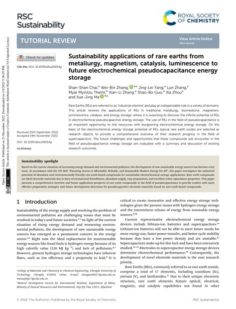 Pdf Sustainability Applications Of Rare Earths From Metallurgy Magnetism Catalysis