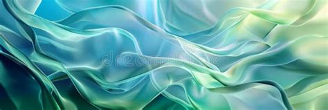 Abstract Flowing Waves In Shades Of Green And Blue Exuding Calm And Stylish Aesthetic Stock
