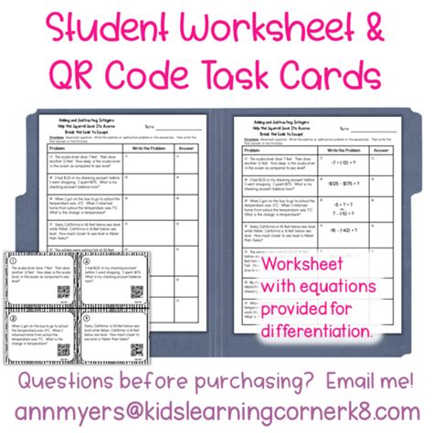 Adding And Subtracting Integers Practice Integer Word Problems Fall